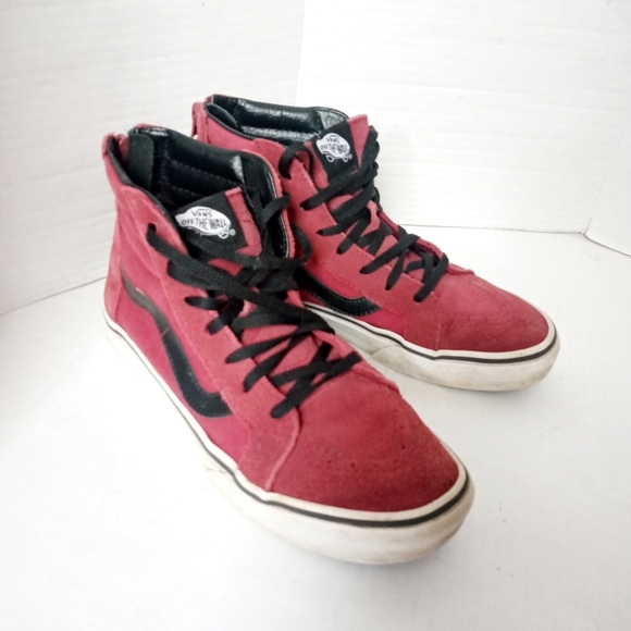 Vans | Shoes | Vans Red And Black Sk8 Hi Top Sneakers | Poshmark